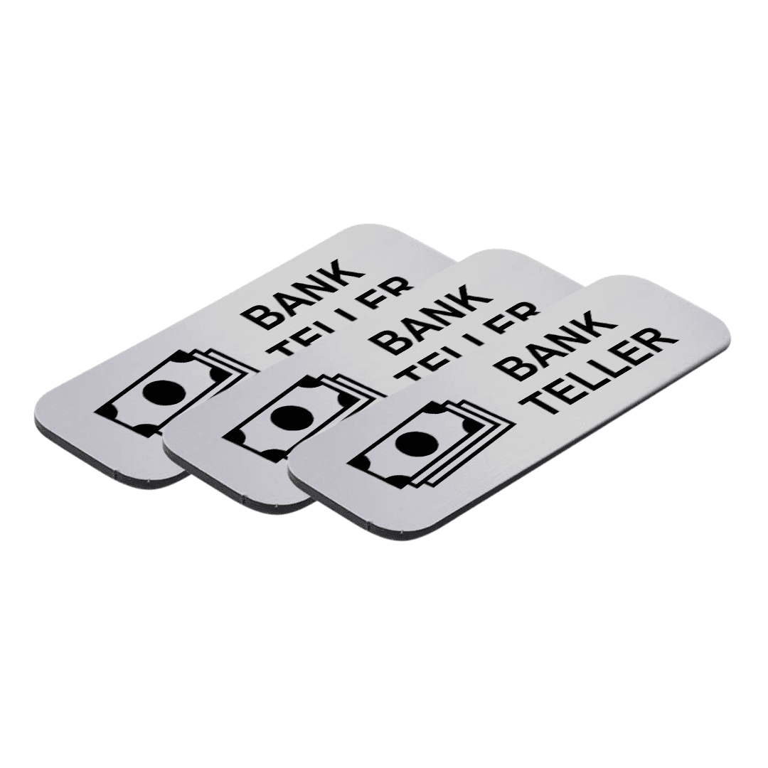 Bank Teller 1 x 3" Name Tag/Badge, Silver, (3 Pack) - Walmart.com