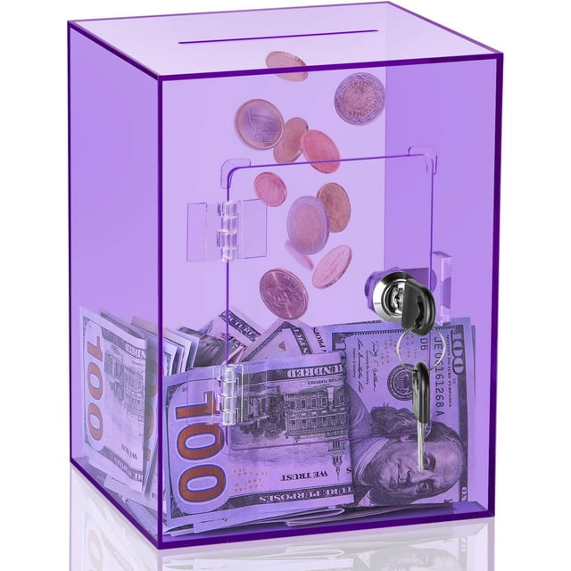 Bank for Adults Kids, Large Acrylic Piggy Bank Money Saving Box for ...