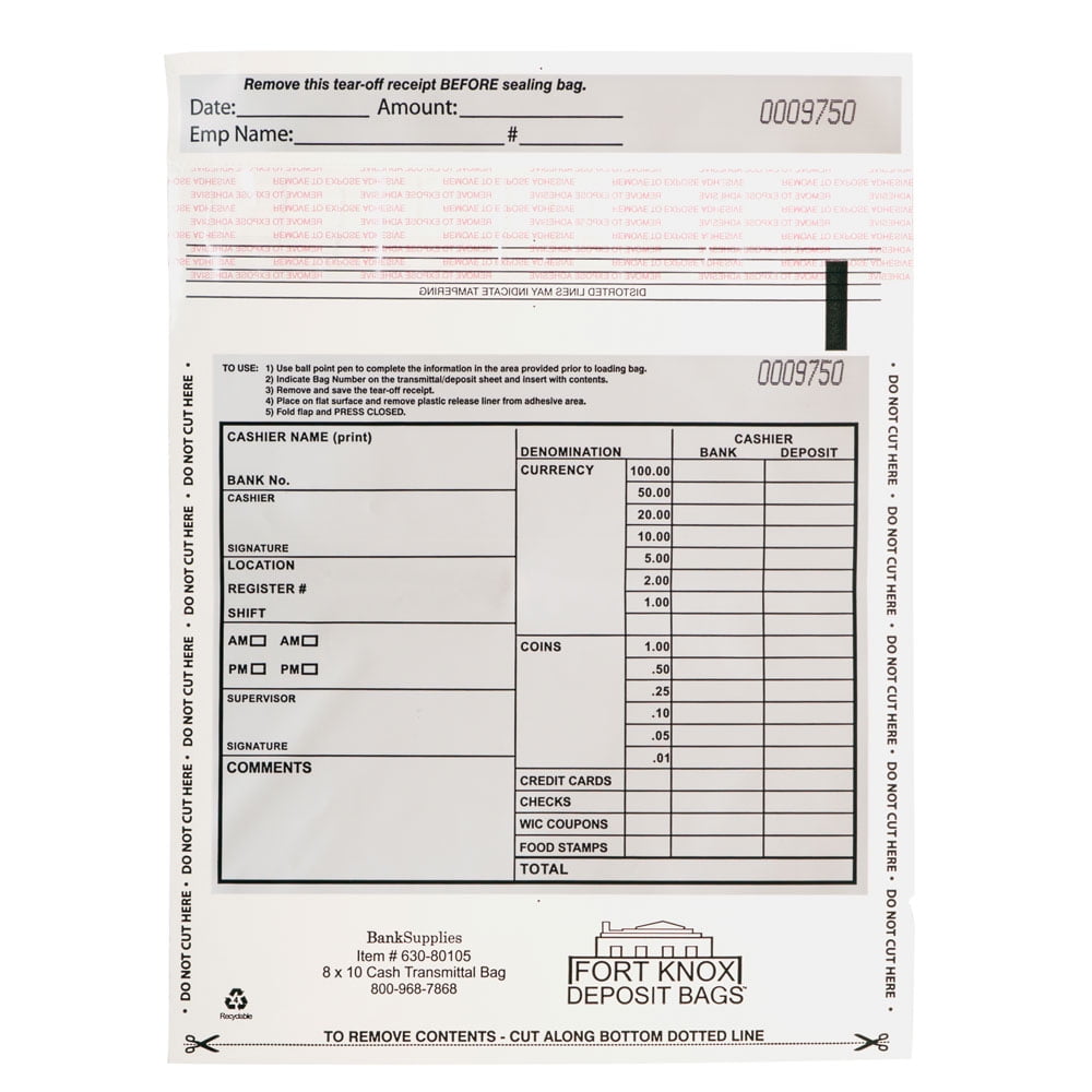 BankSupplies Cash Transmittal Bags | Tamper Evident | 8W x 10H | Case ...