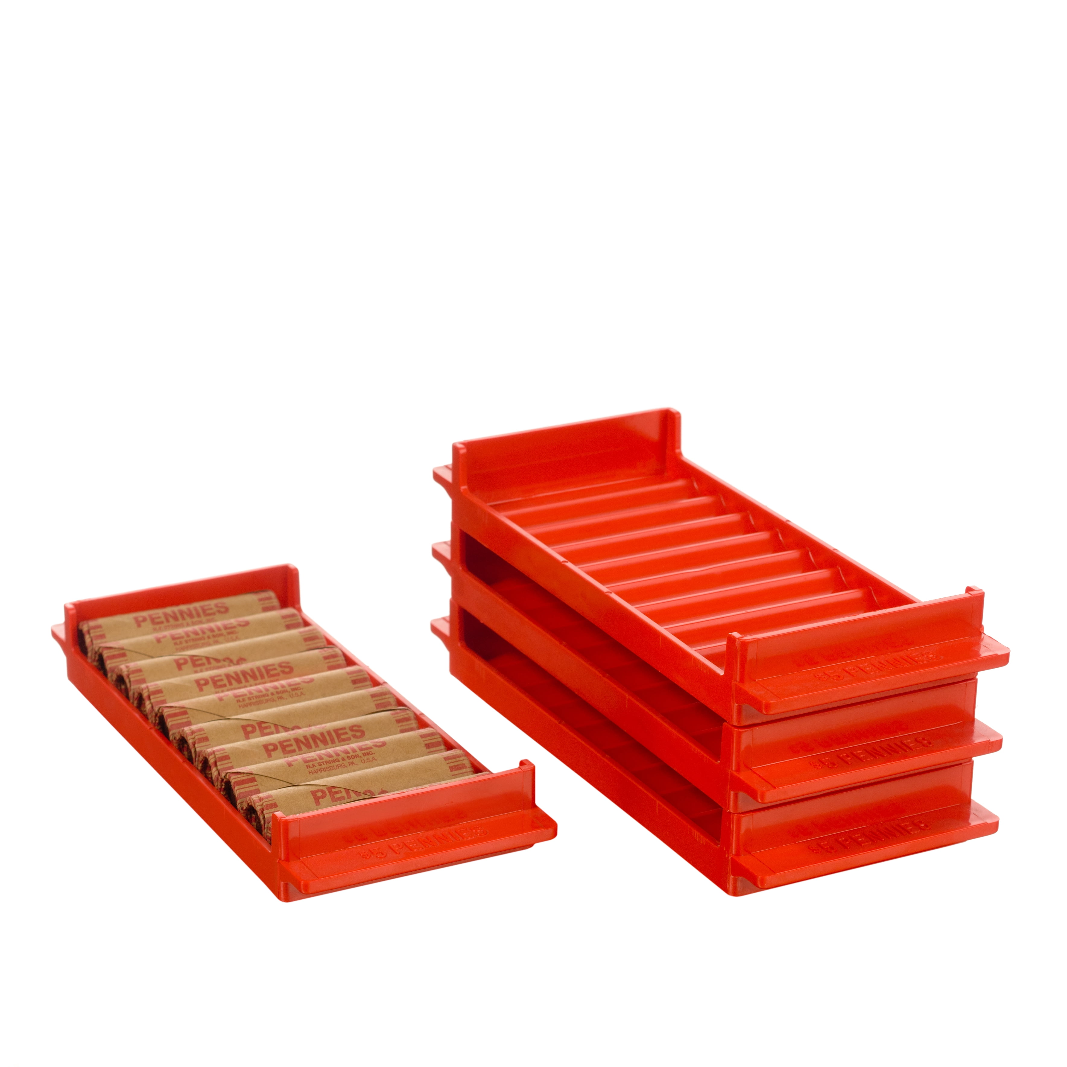 BankSupplies Penny Rolled Coin Storage Tray | Red | 5 Dollar Capacity ...