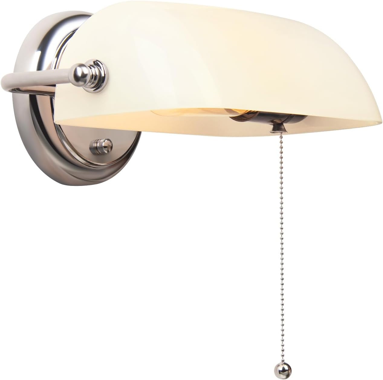 Banker Lamp Wall Sconce, White Glass Bankers Wall Sconces, Sconces with ...