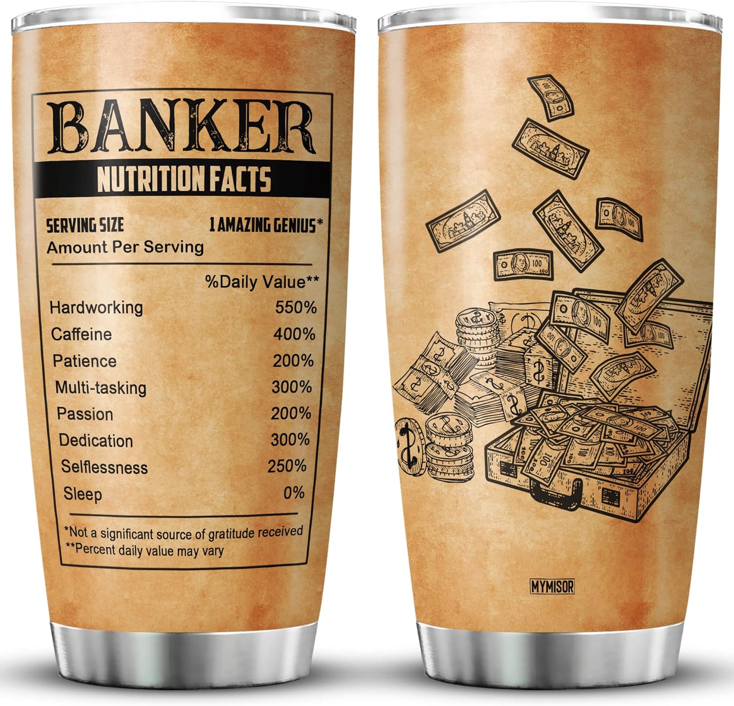 Banker Tumbler 20oz Nutrition Facts Mug For Coffee Vintage Banker Gift ...
