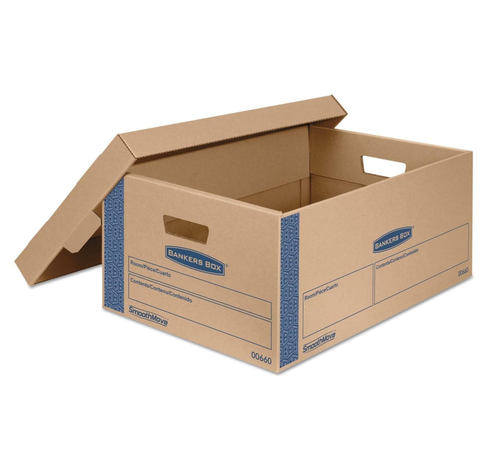 Bankers Box 0066001 SmoothMove Prime Large Moving Boxes Lift Lid 24l x ...