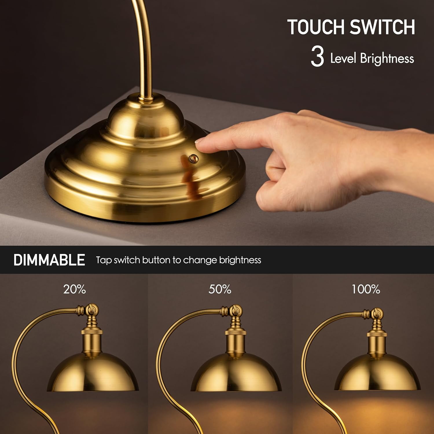 Bankers - Cordless LED Table Lamp, Battery-Operated, Rechargeable, 3 ...