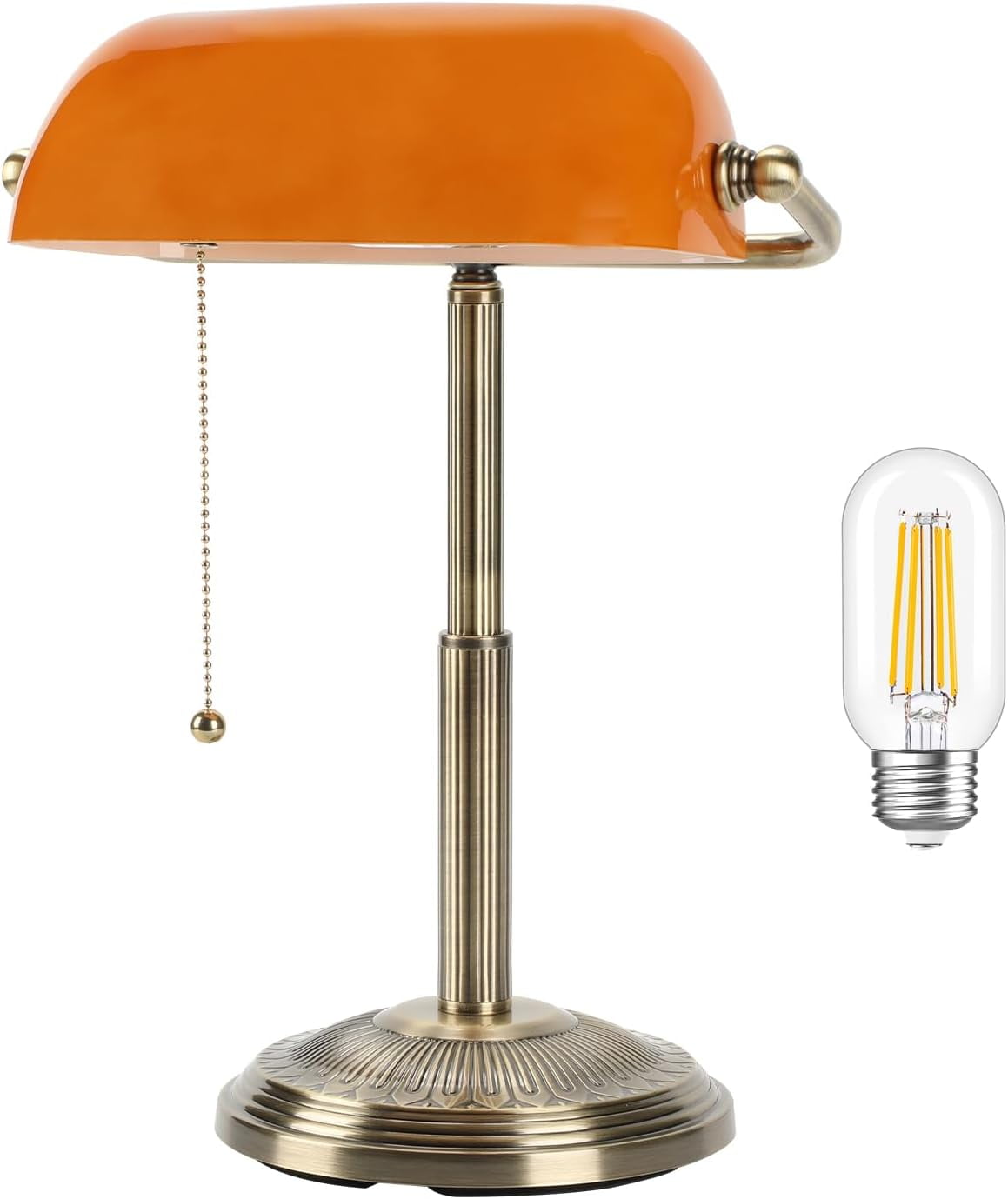 Bankers Desk Lamp, Amber Retro Lamp, Vintage Lamp with Pull Chain ...
