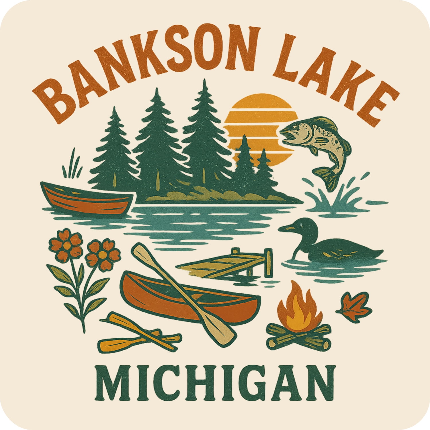 Bankson Lake Michigan Keepsakes Souvenir Vinyl Sticker – Destination ...