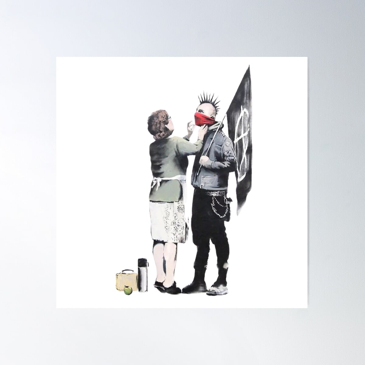 Banksy Anarchist Protestor With His Mother Poster Wall Art, Modern Wall ...