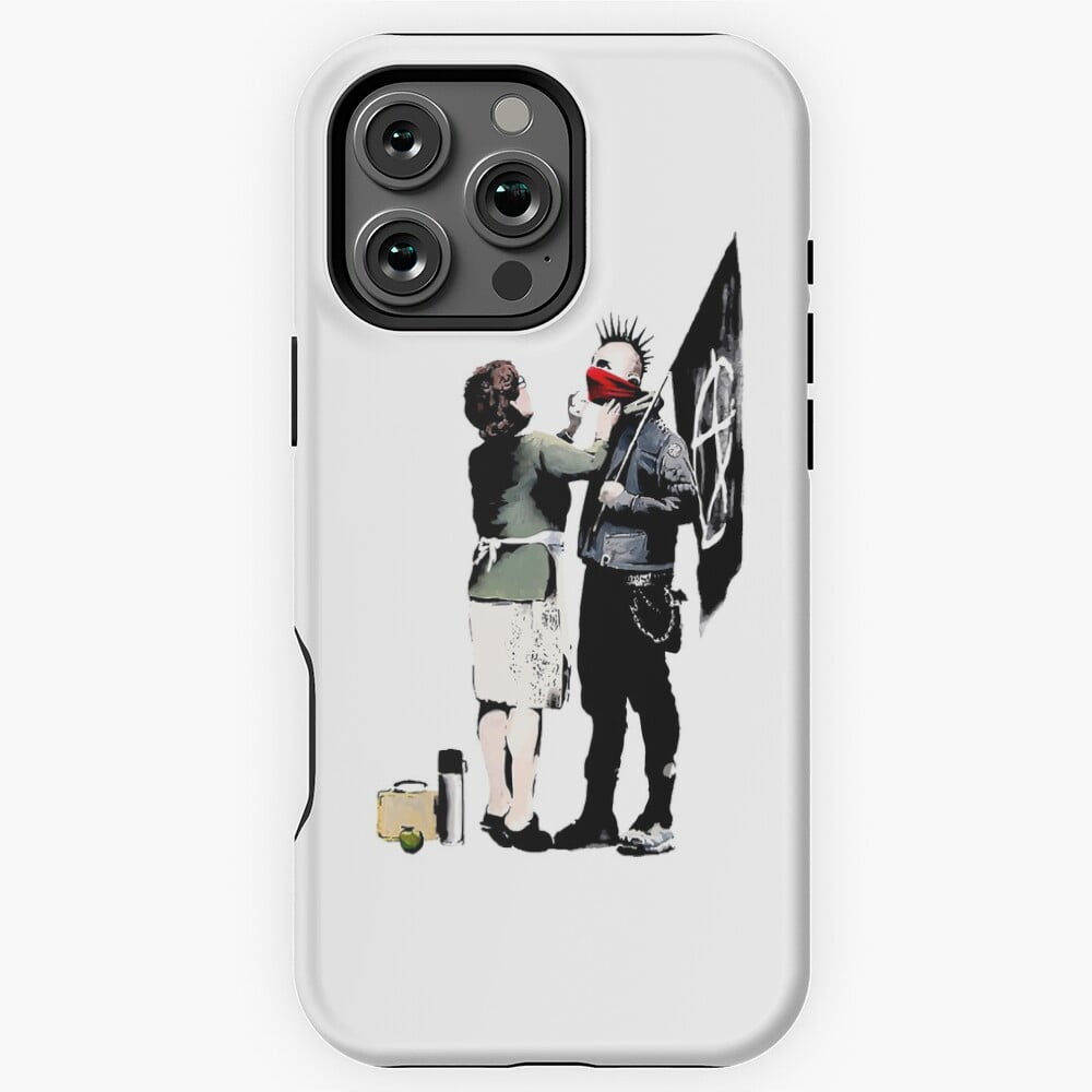 Banksy Anarchist Punk And His Mother Fun iPhone Case 17 through 11 Pro ...