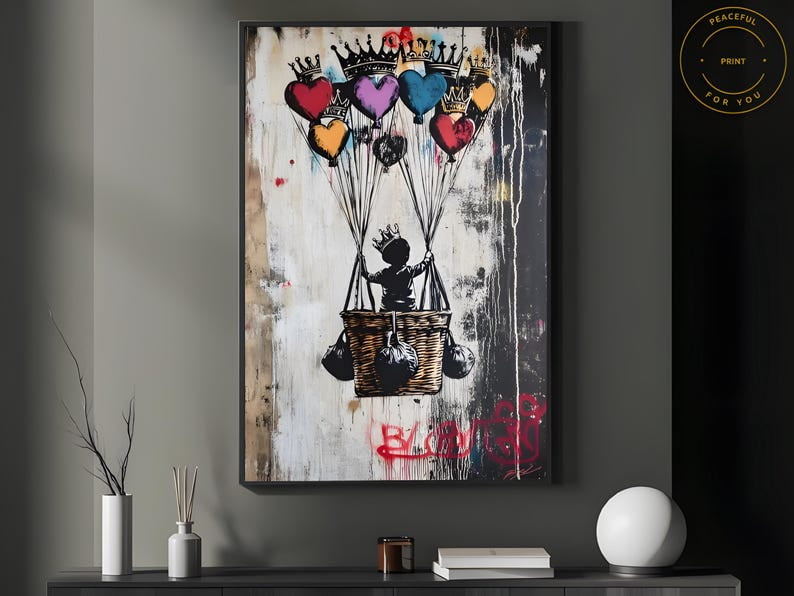 Banksy Balloon Canvas, Balloon Poster, Banksy Art, Wall Art Canvas ...