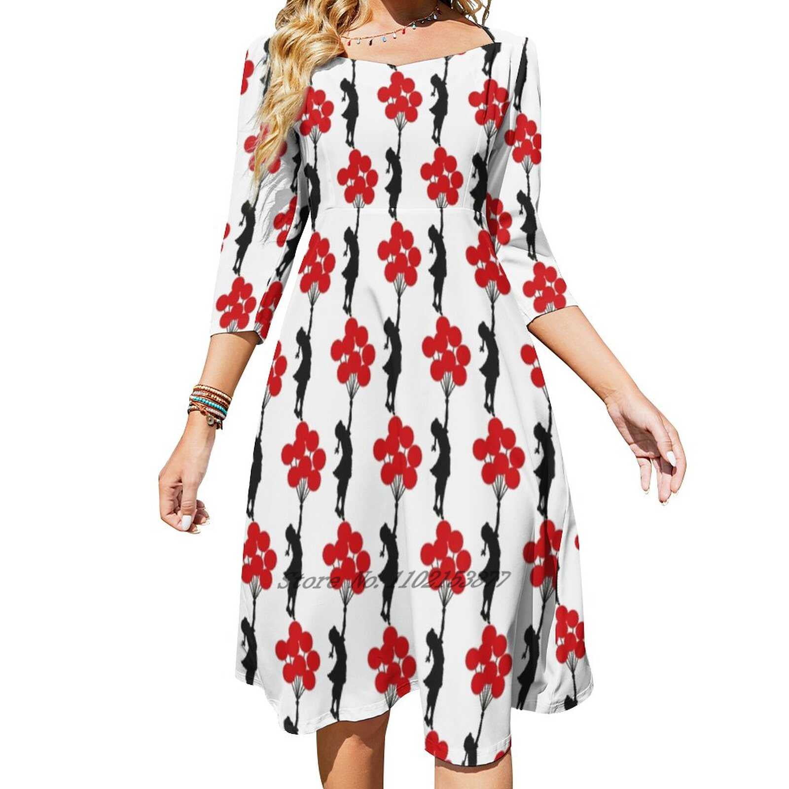 Banksy Balloon Girl Loose Pocket Dress Fashion Print Dress Short Sleeve ...