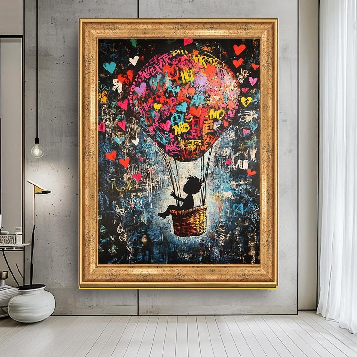 Banksy Balloon Wall Art, Banksy Graffiti Art,Child In Hot Air Balloon ...