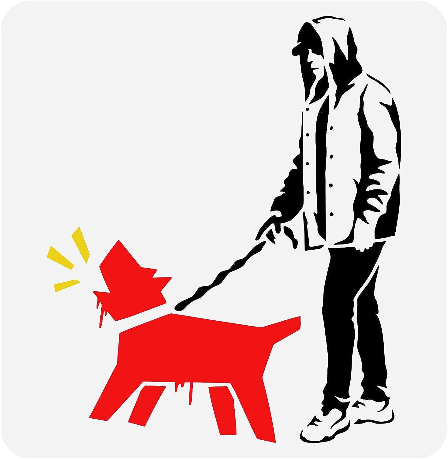 Banksy Barking Dog Stencil 11.8x11.8inch Reusable Banksy Dog Walkers ...
