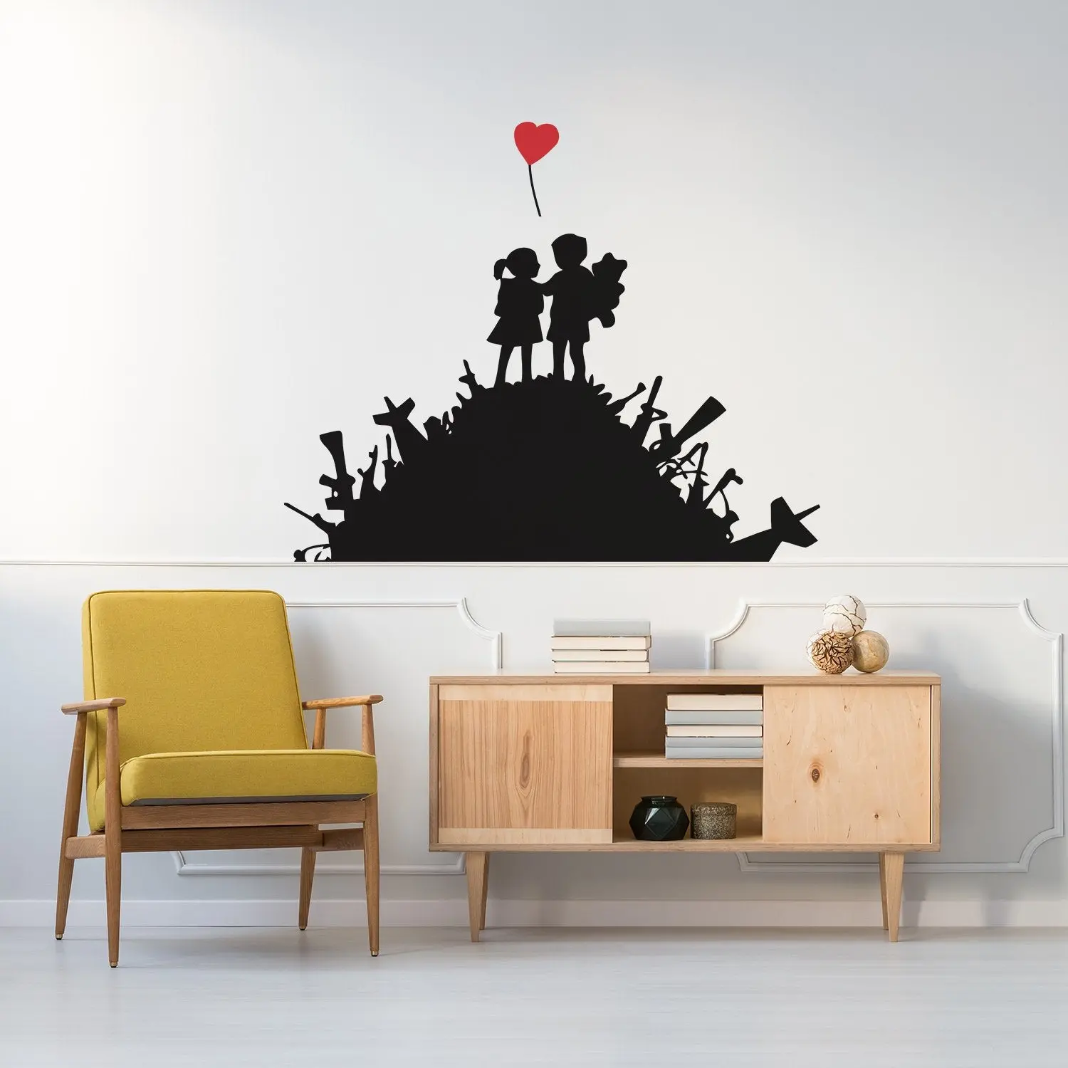 Banksy Boy And Girl Friend Wall Sticker - Kid With A Child Art Balloon ...