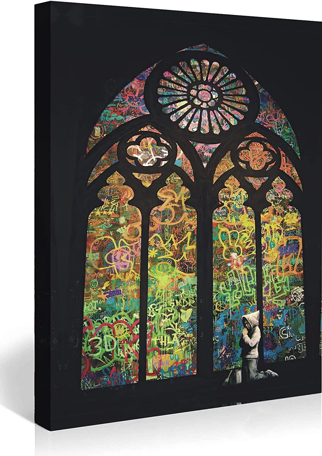 Banksy Canvas Wall Art Stained Glass Window Street Graffiti Large ...