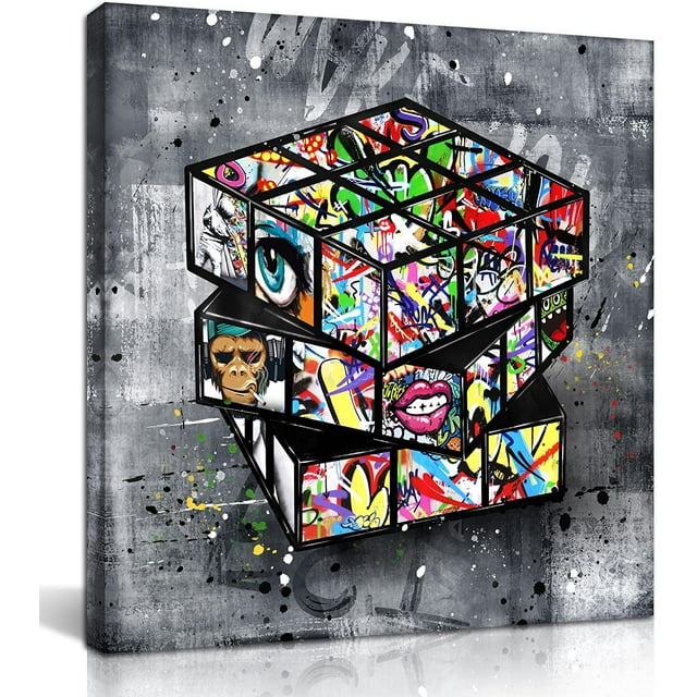 Banksy Canvas Wall-Art for Bedroom - Street Graffiti Wall Art Abstract ...