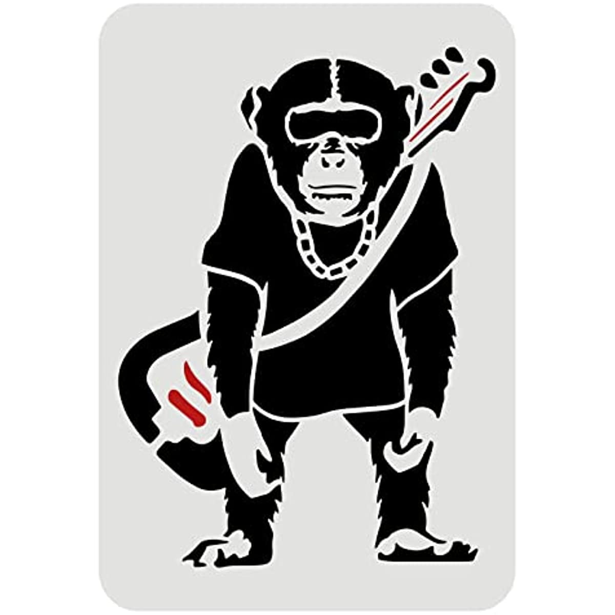 Banksy Chimpanzees Stencil for Painting 11.7x8.3inch Reusable Orangutan Drawing Stencil Monkey ...