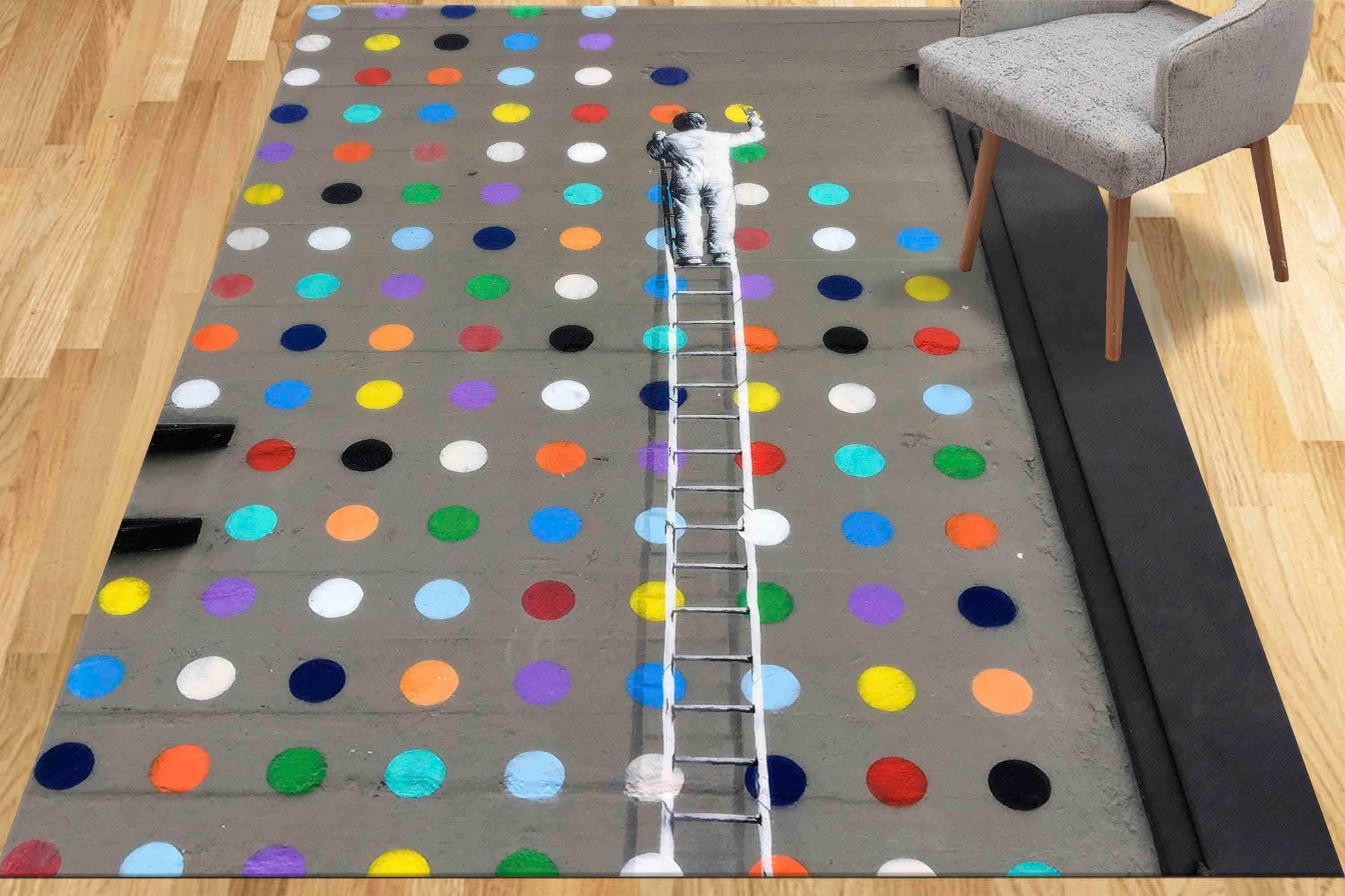 Banksy Dot Painter Rug Saloon Rugs, Banksy Rug, Dot Painter Rug, Cute ...