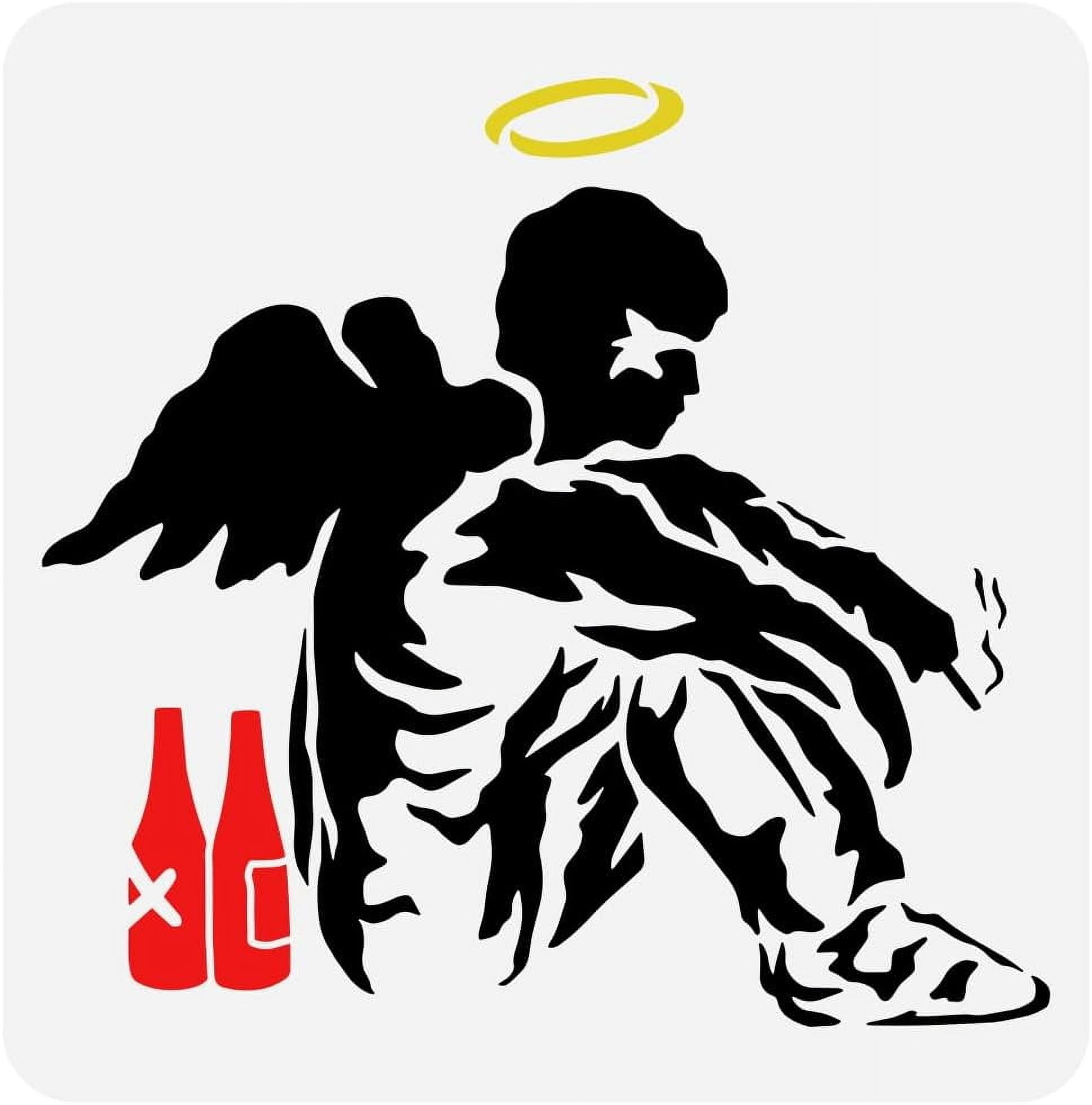 Banksy Fallen Angel Stencil 11.8x11.8inch Reusable Fallen Angel with ...