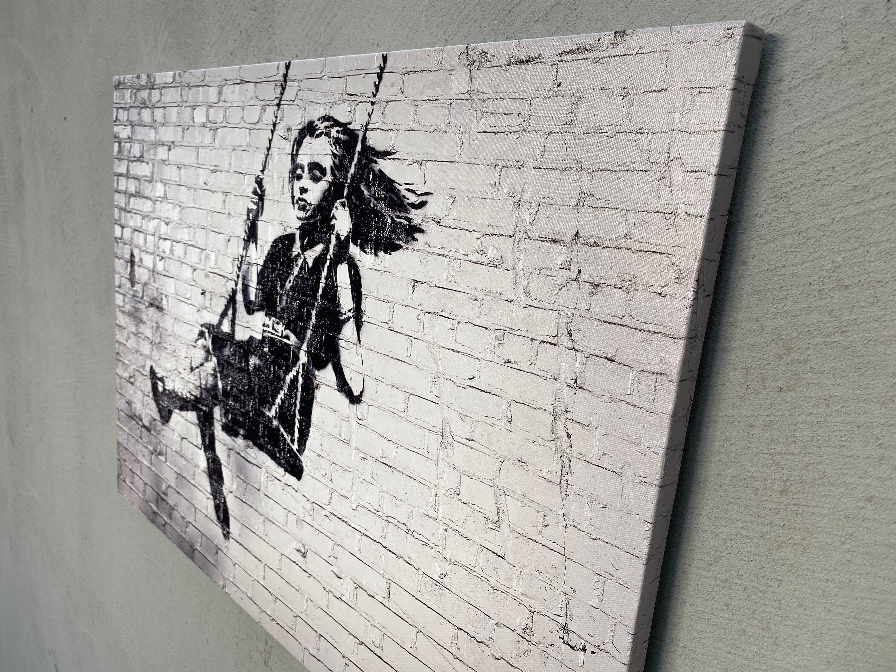 Banksy Girl On Swing, 3D Printed Canvas, Large Wall Art, Printed Canvas ...