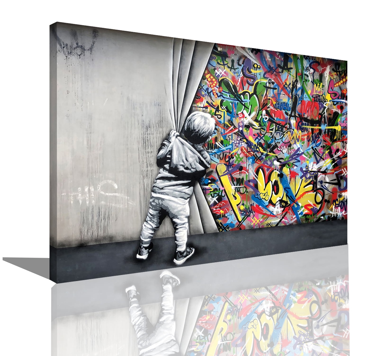 Banksy Graffiti Classic Street Art Painting Poster Print The Boy Behind ...