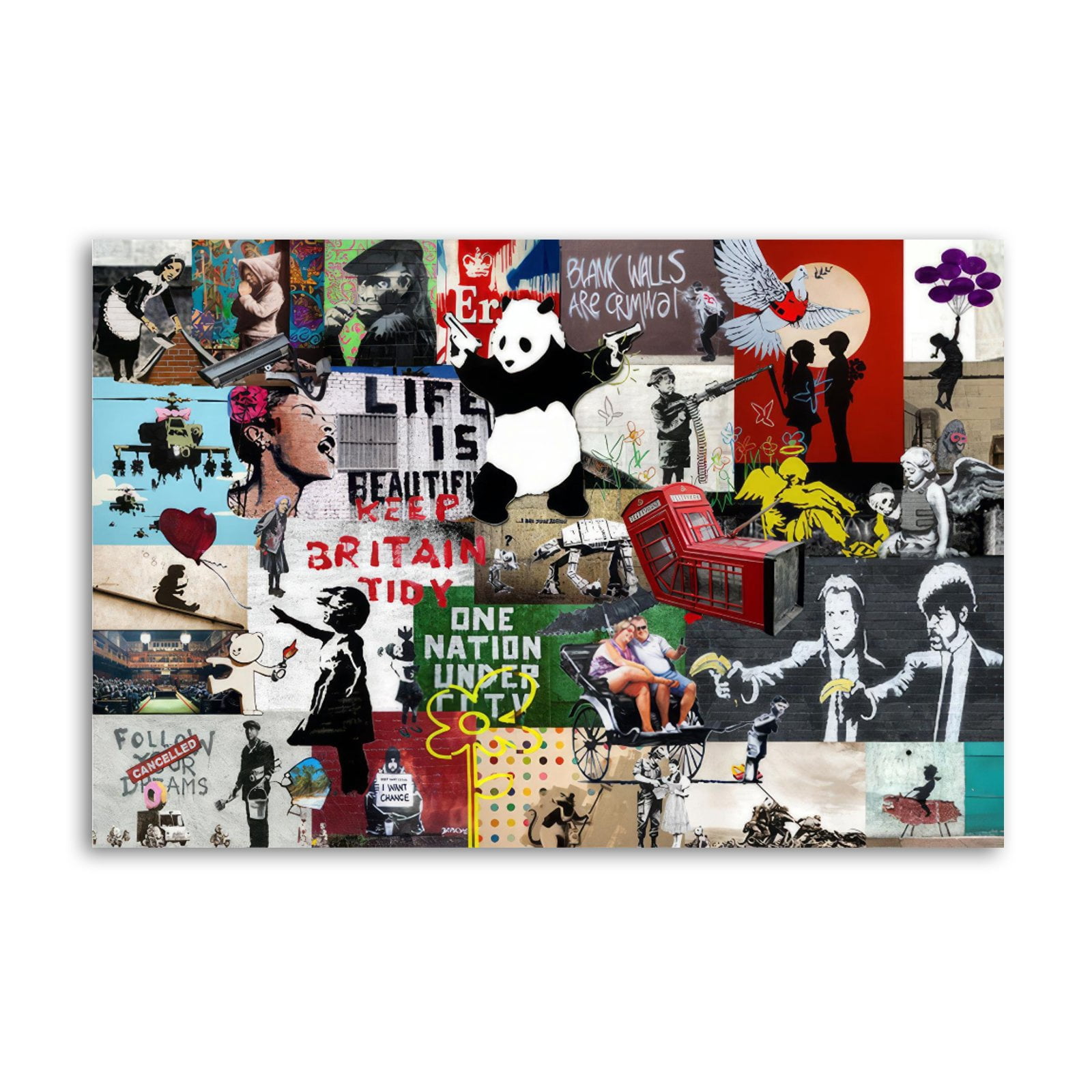 Banksy Graffiti Collage Montage New Artworks Canvas Poster Room ...