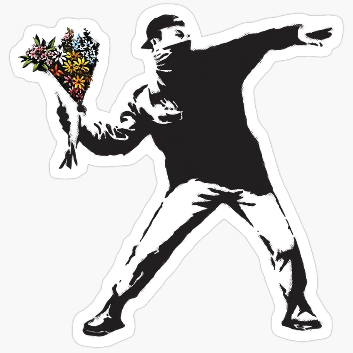 Banksy Graffiti Protest Anarchist Throwing Flowers Thrower Make Art Not ...