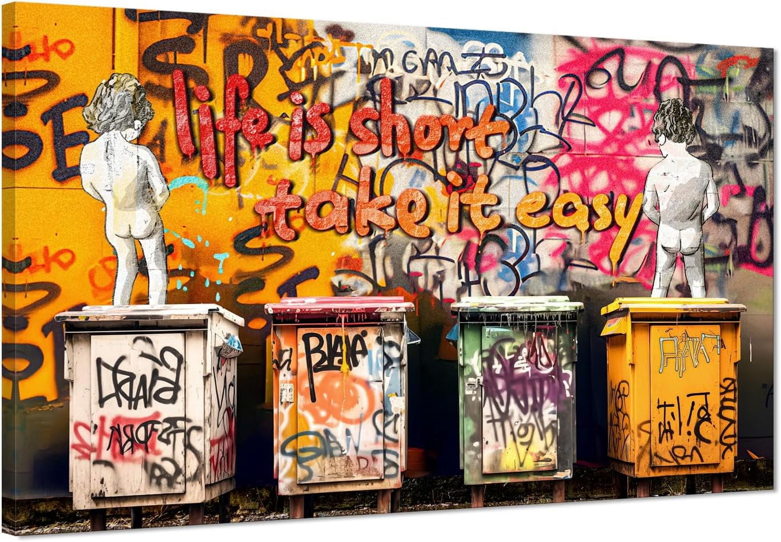 Banksy Graffiti Wall Art Life is Short Take it Easy Inspirational ...
