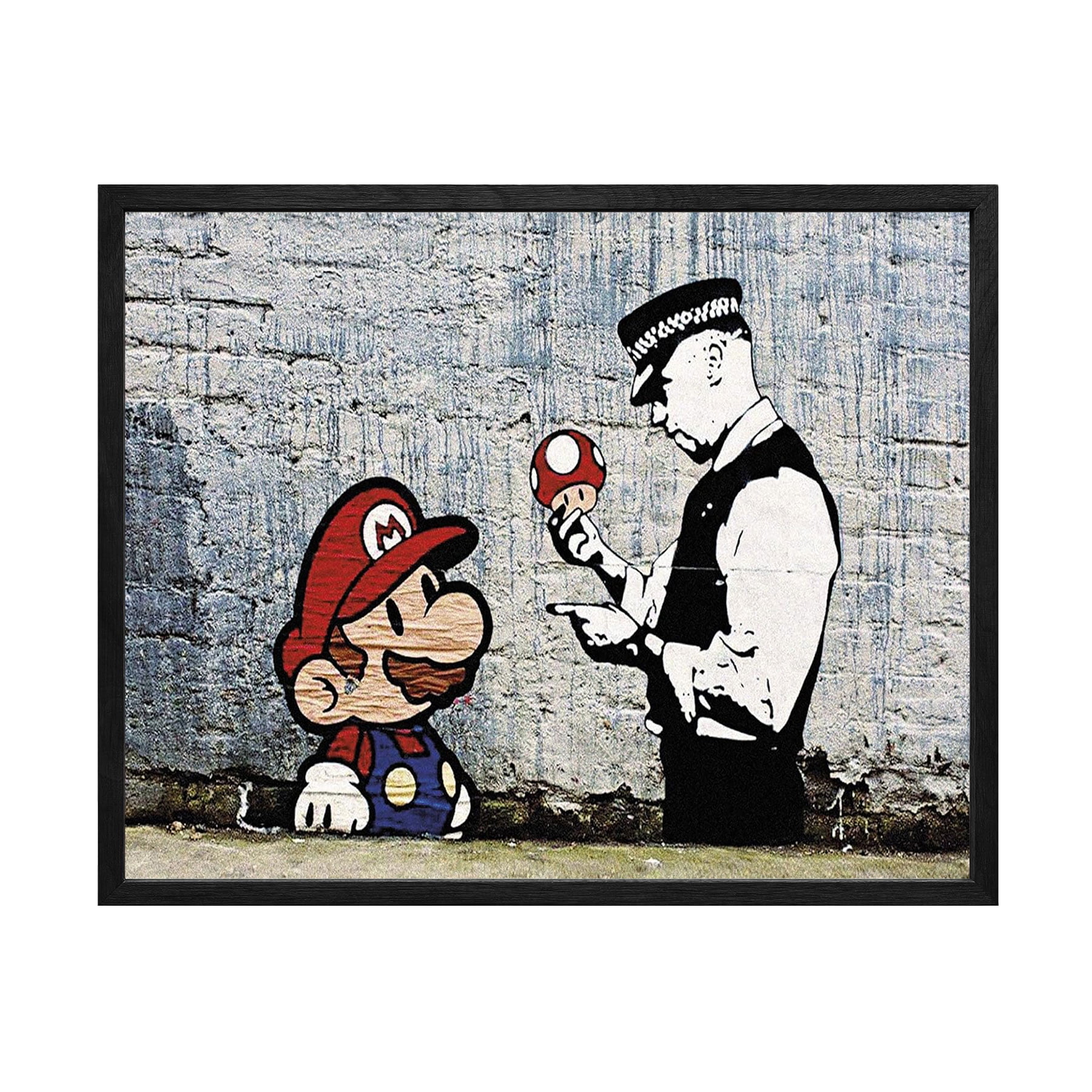 Banksy Graffiti Wall Art Mario And Policeman Pop Art Wall Decorart Work ...