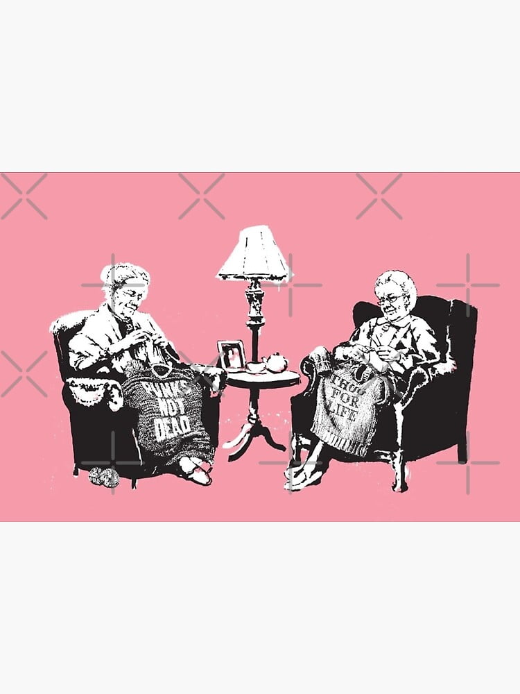 Banksy Grannies Knitting Pullovers Stencil Graphic Poster Framed ...
