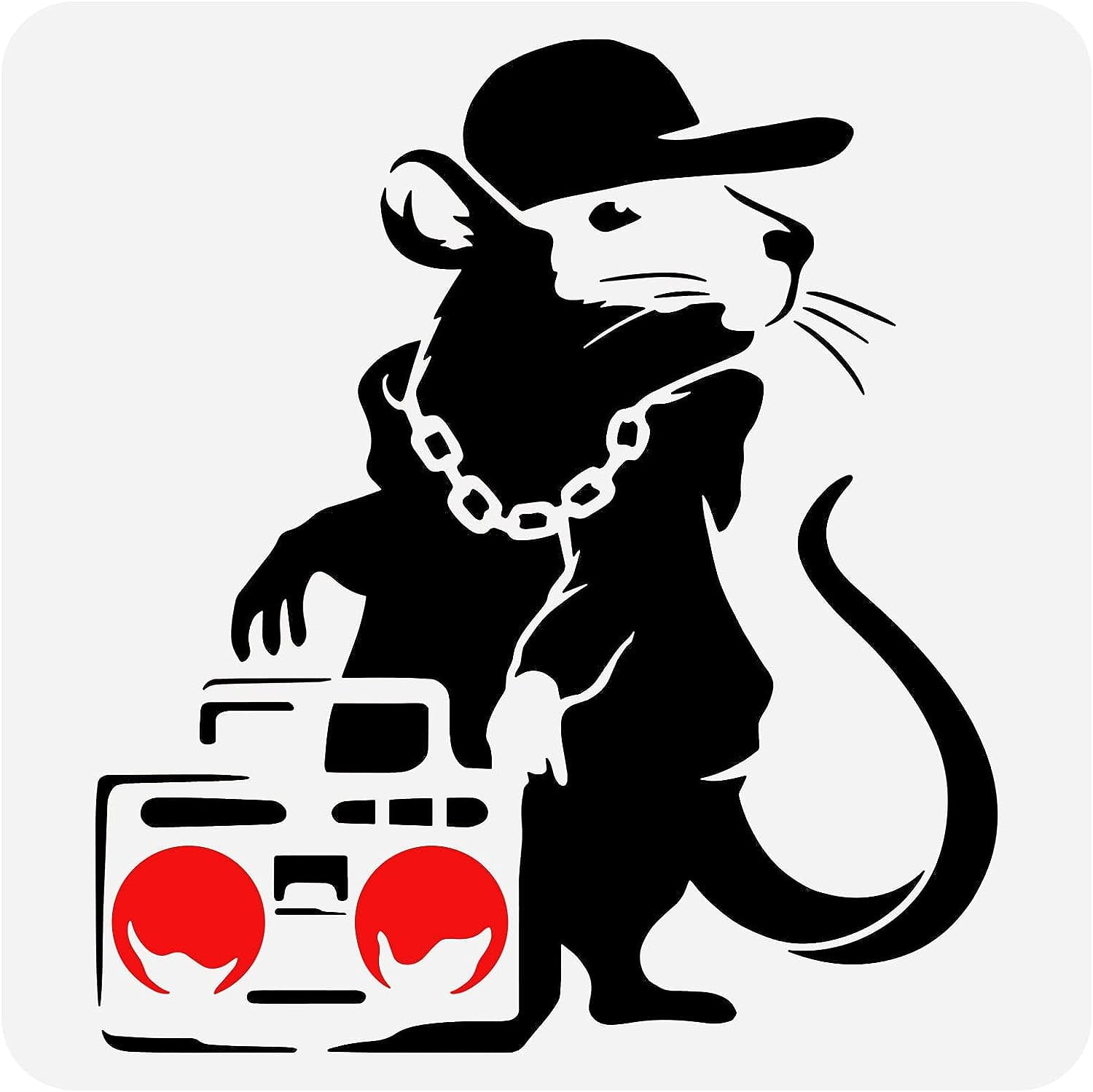 Banksy Hip Hop Rat Stencil 118x118inch Reusable Banksy Rat Stencil Diy Art Radios And Mouse
