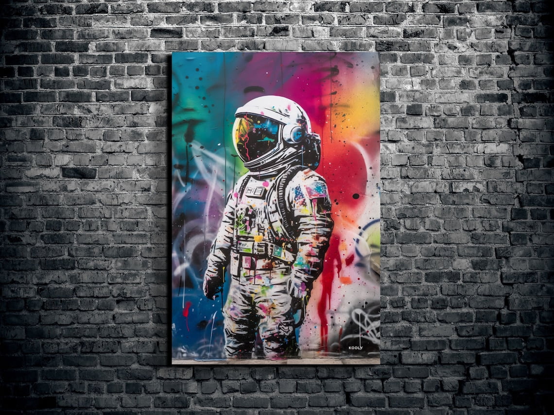 Banksy Inspired Graffiti Astronaut Art, Astronaut Art, Outer Space ...