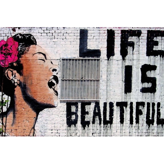 Banksy Life Is Beautiful - CANVAS OR PRINT WALL ART - Walmart.com