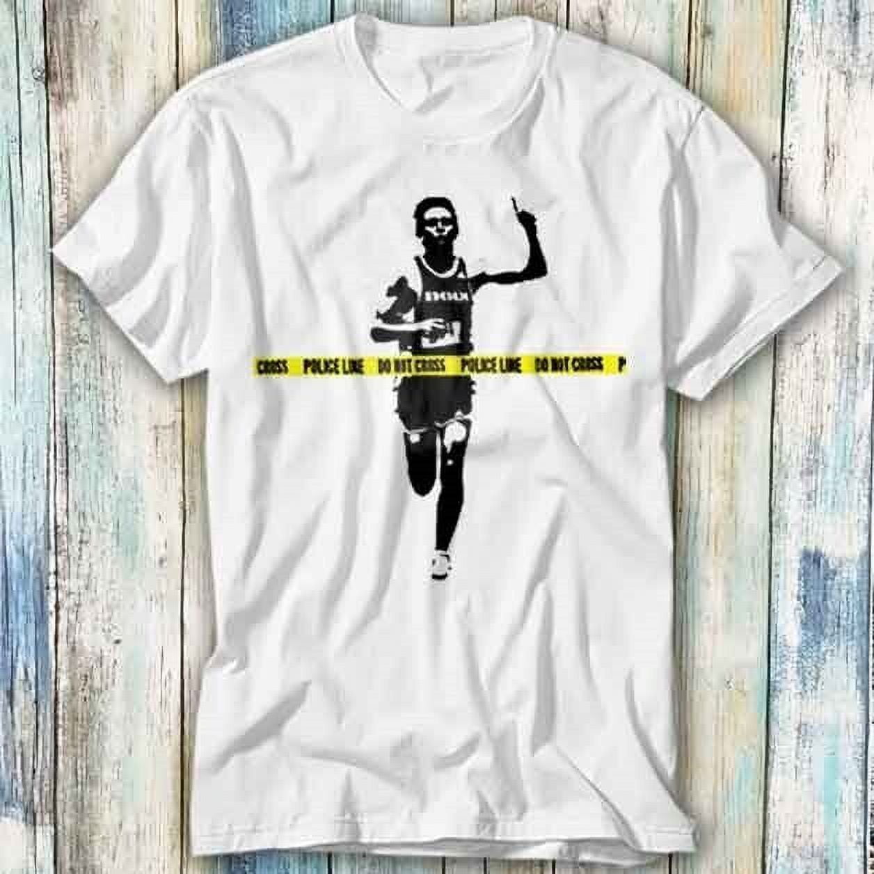 Banksy Marathon Runner Police Line T Shirt Meme Gift Top Tee Unisex ...