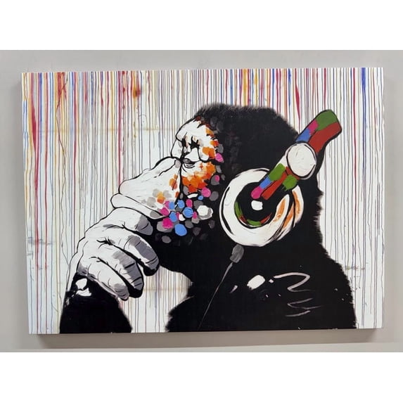 Banksy Monkey Graffiti Print: Modern Canvas Wall Art 16x24 UNFRAMED ...