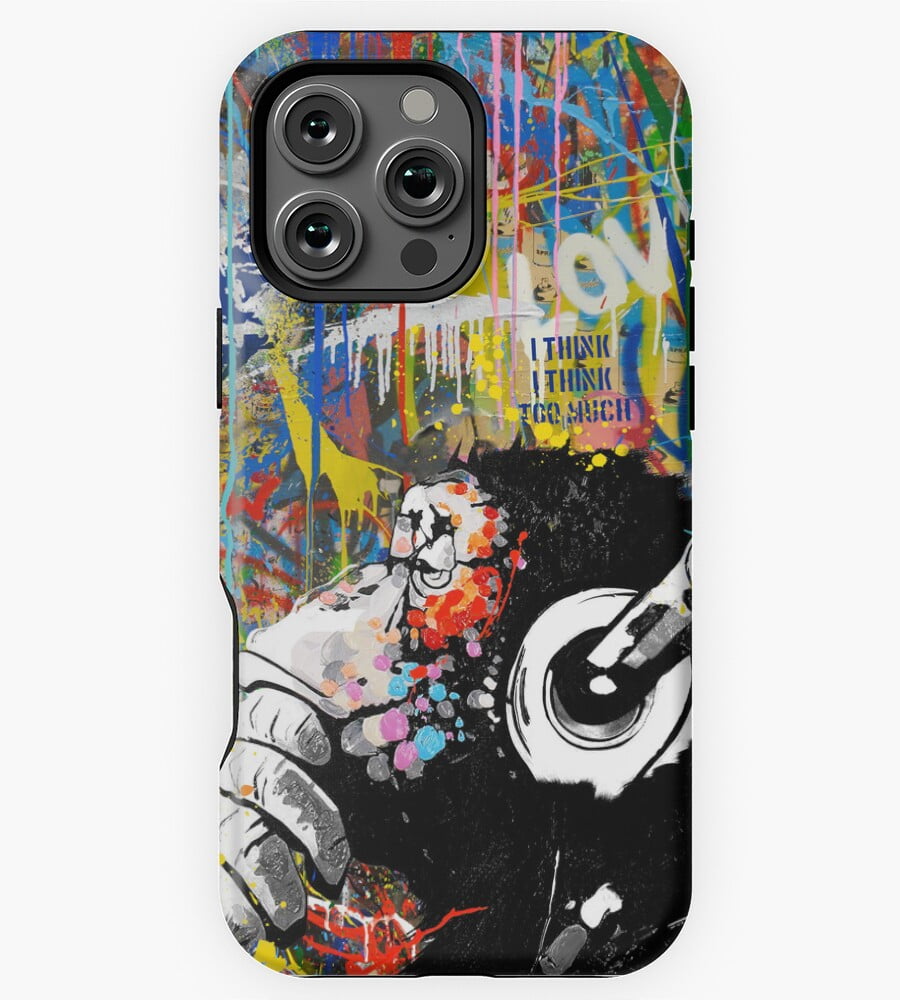 Banksy Monkey Thinker DJ Art GA1345 Phone Case for iPhone 11 to 17 Pro ...