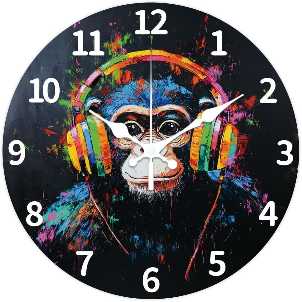 Banksy Monkey Wall Clock 12 Inch Battery Operated Clocks Music Non ...