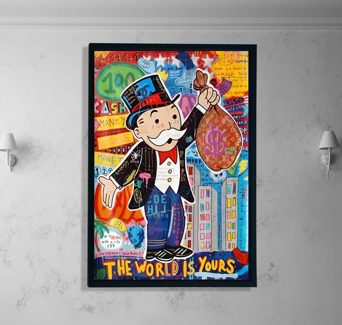 Banksy Monopoly Man, 'The World Is Yours' Modern Abstract Colorful ...