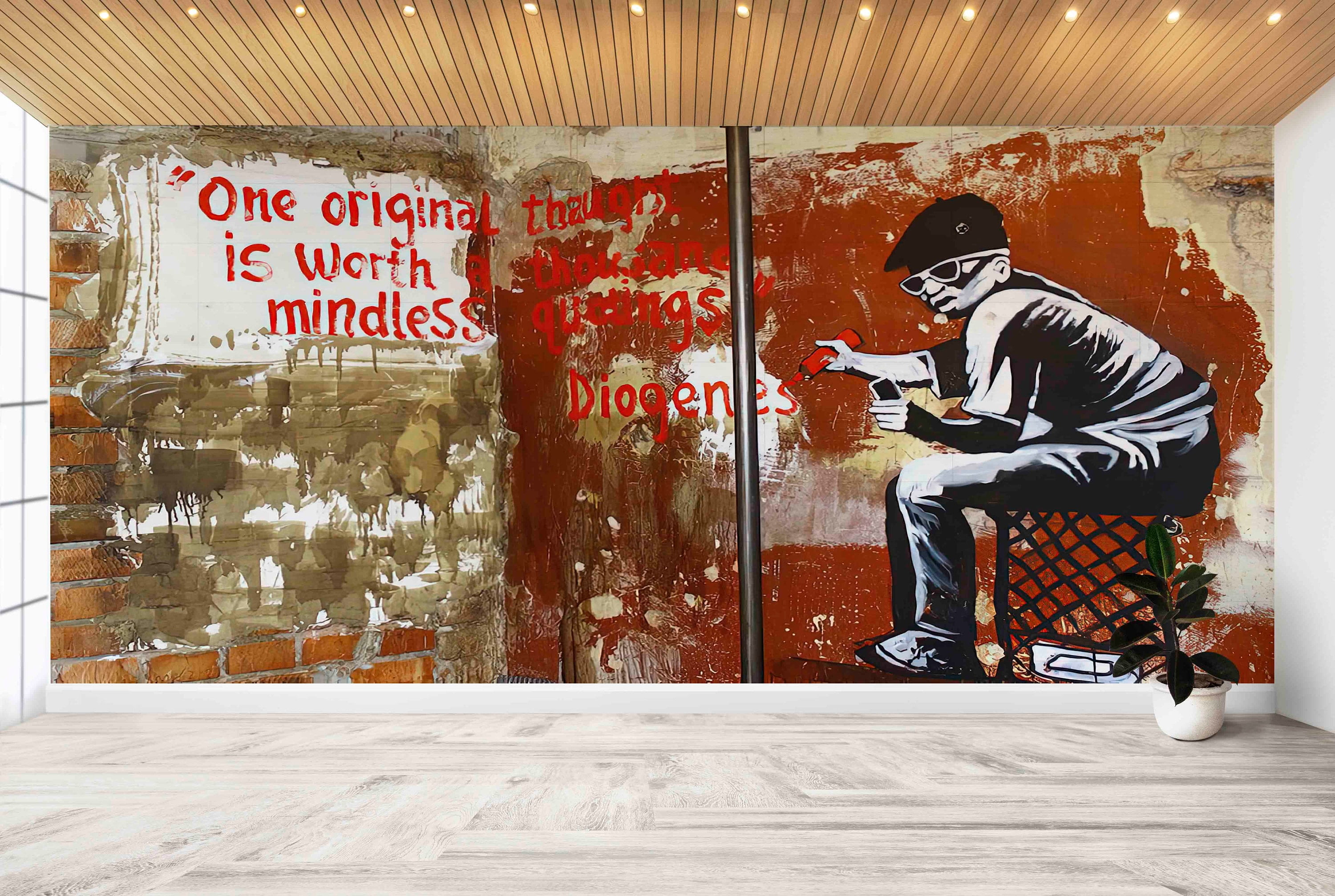 Banksy One Original Thought, Graffiti Wall Poster, Bright Wallpaper ...