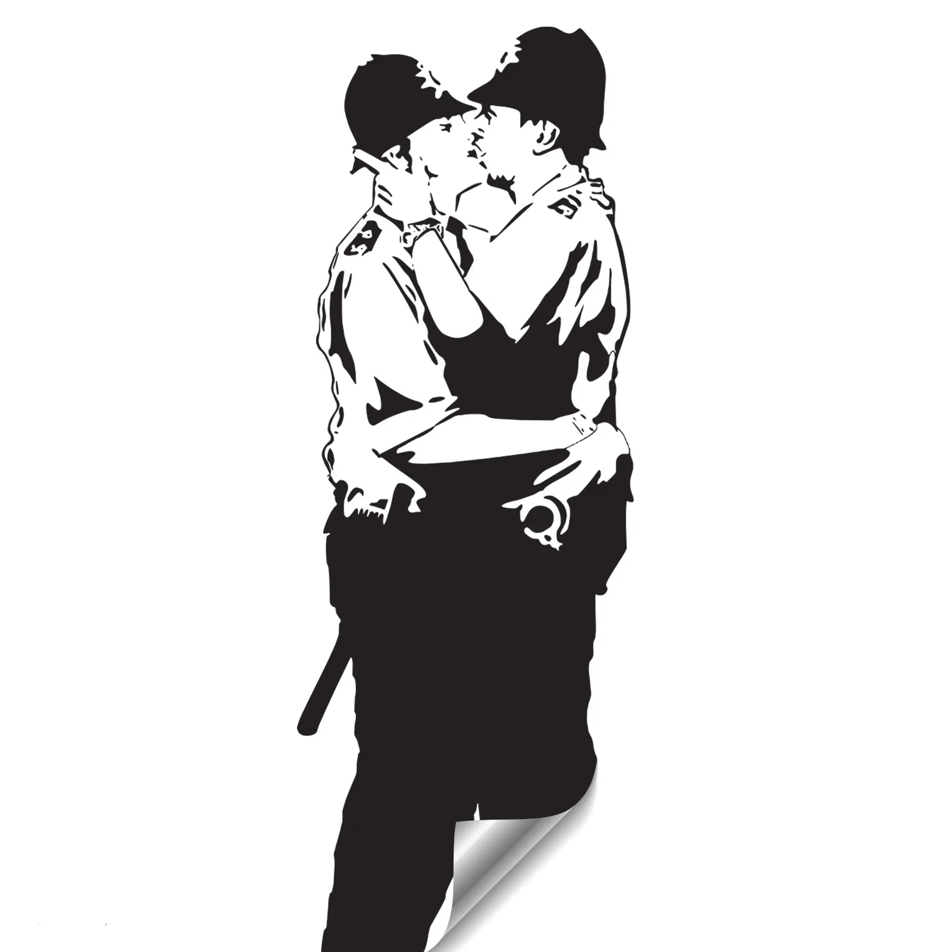 Banksy Police Kissing Wall Sticker - Street Art Peel and Stick Vinyl ...