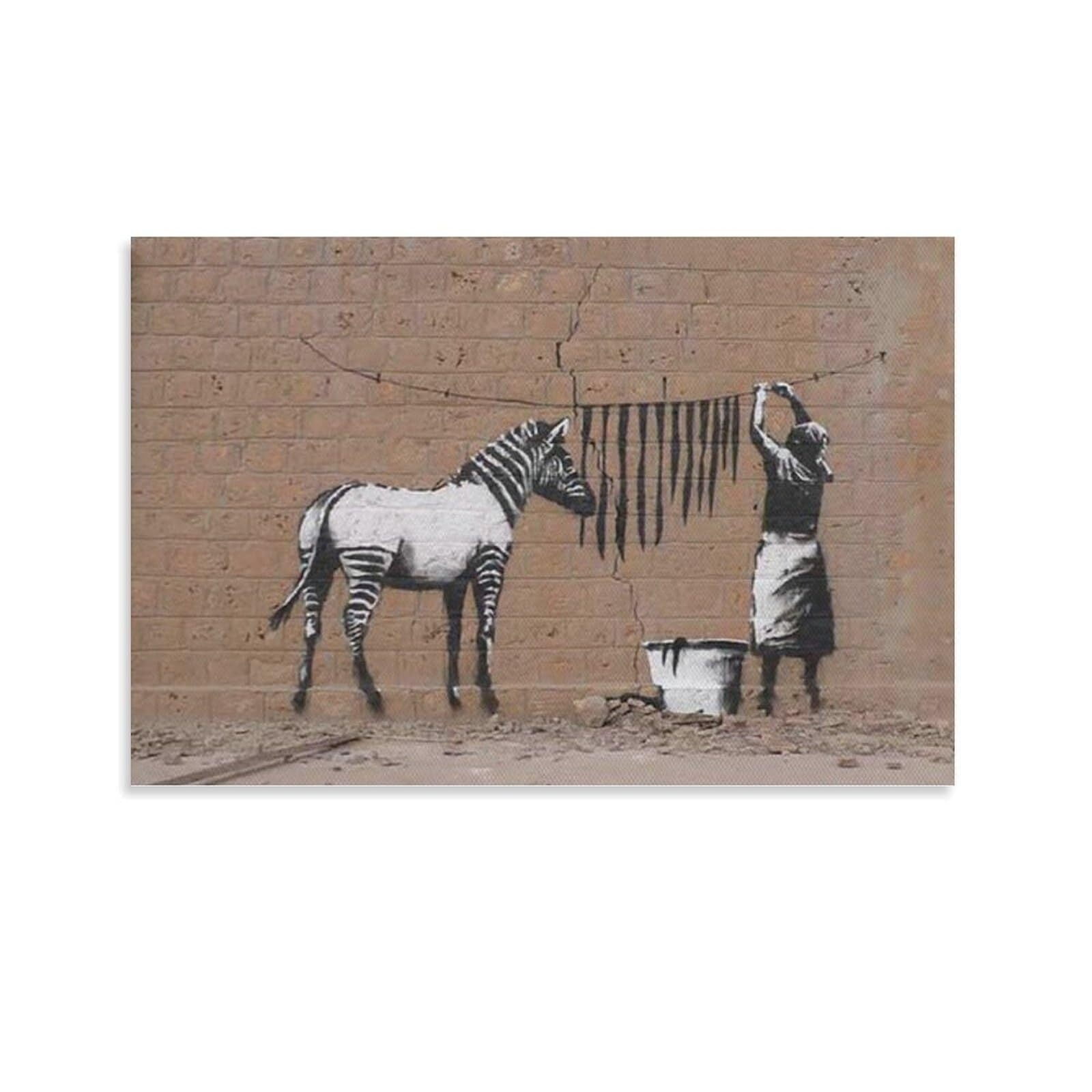 Banksy Poster Laundry Art Graffiti Wash Zebra Stripes Contemporary Art ...