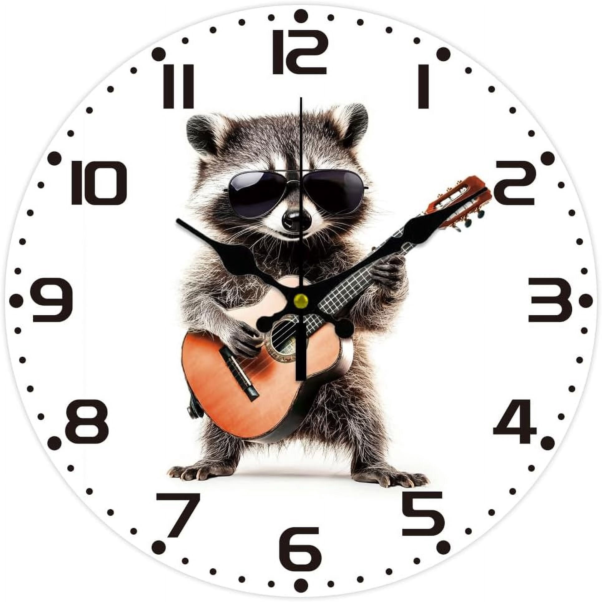 Banksy Raccoon Wall Clock 12 Inch Battery Operated Wall Clocks Guitar ...