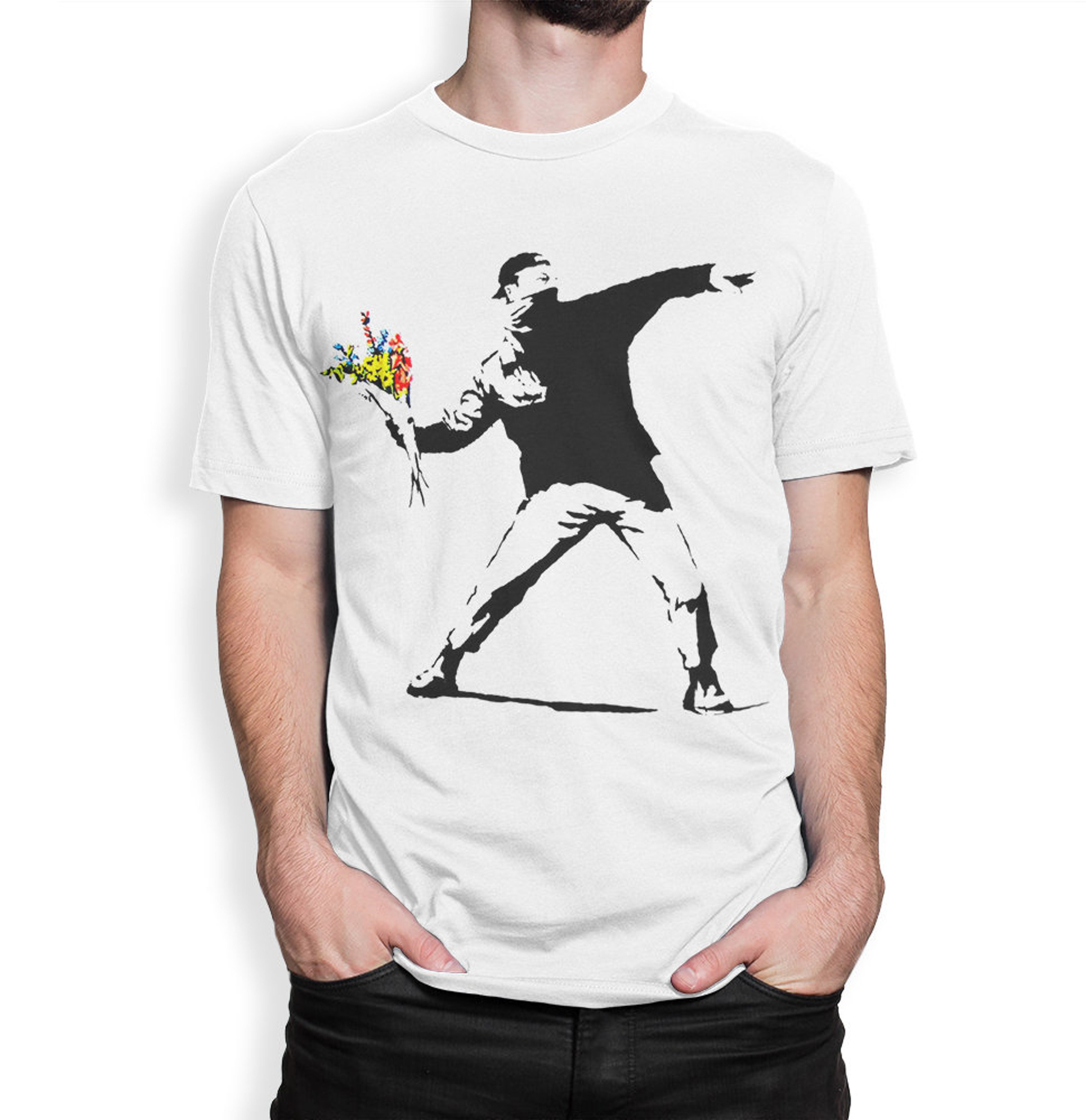 Banksy Rage Flower Thrower T-Shirt, Men's Women's All Sizes (mw-301 ...