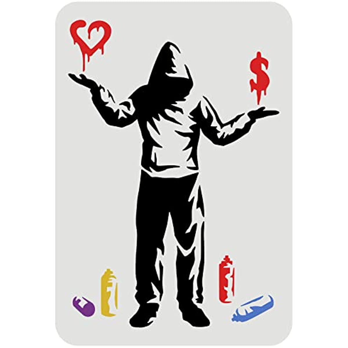 Banksy Stencil Reusable Banksy Love or Money Stencil Hoodie Man Pattern ...