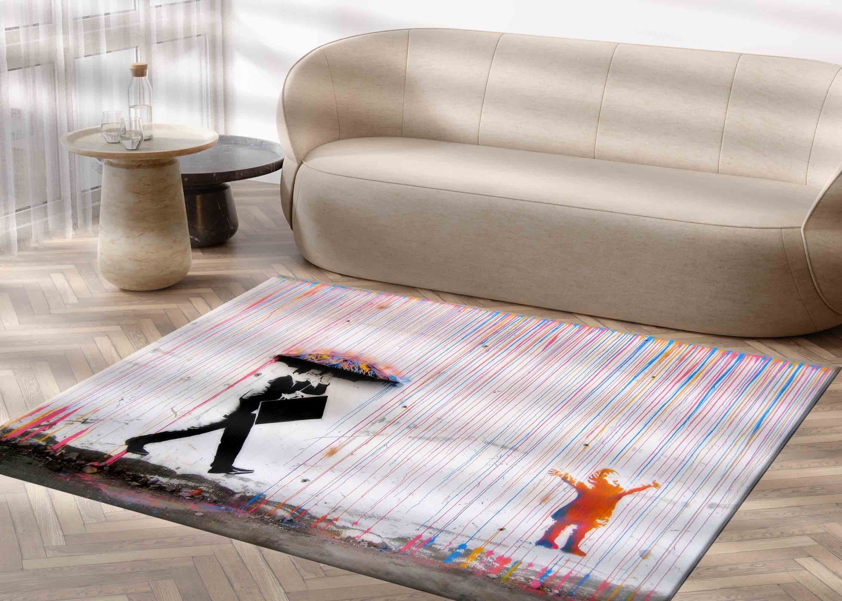 Banksy Umbrella Rugs, Banksy Rug, 3D Printed Rugs, Easy To Clean Rug ...