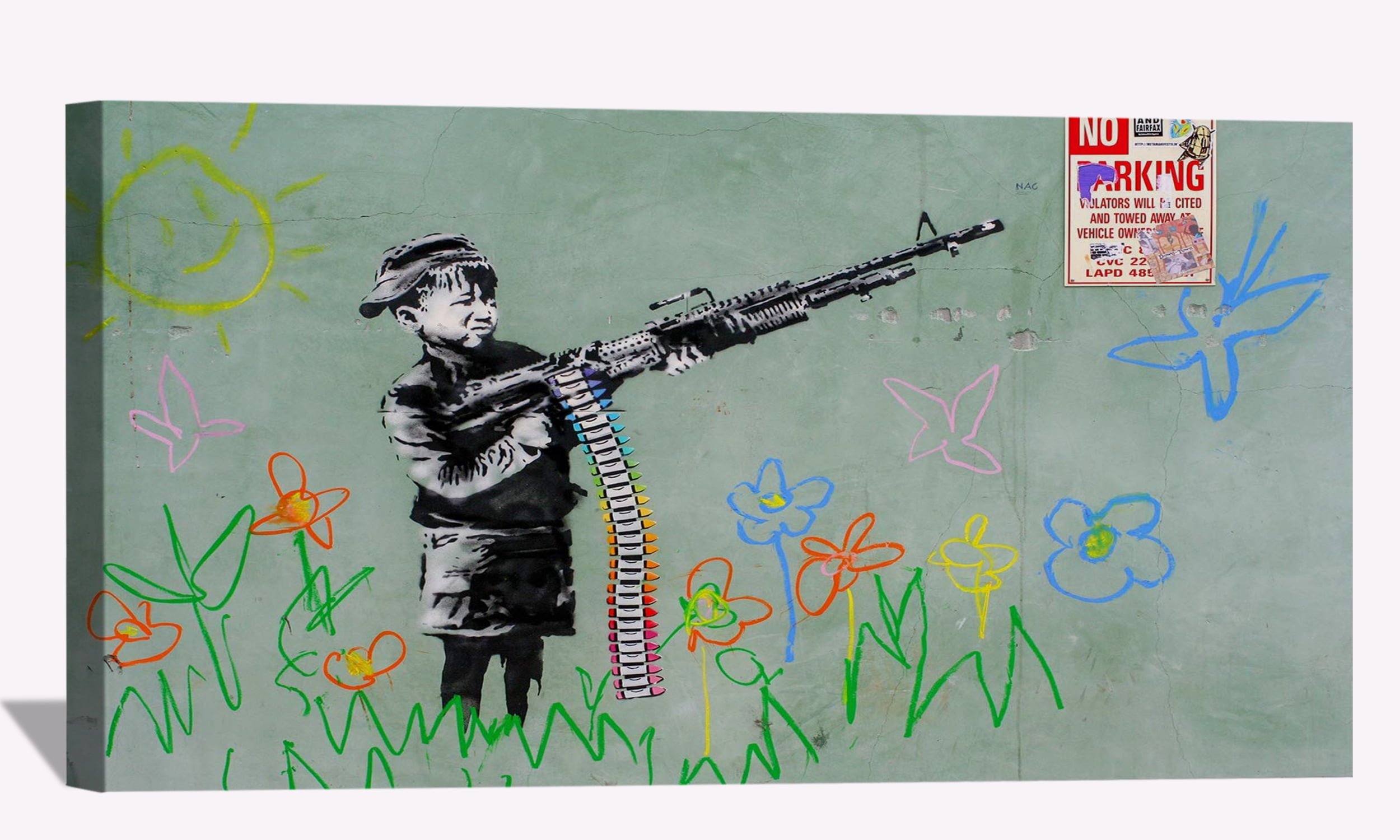 Banksy Wall Art Child Soldier Banksy Graffiti Street Canvas Art Framed ...