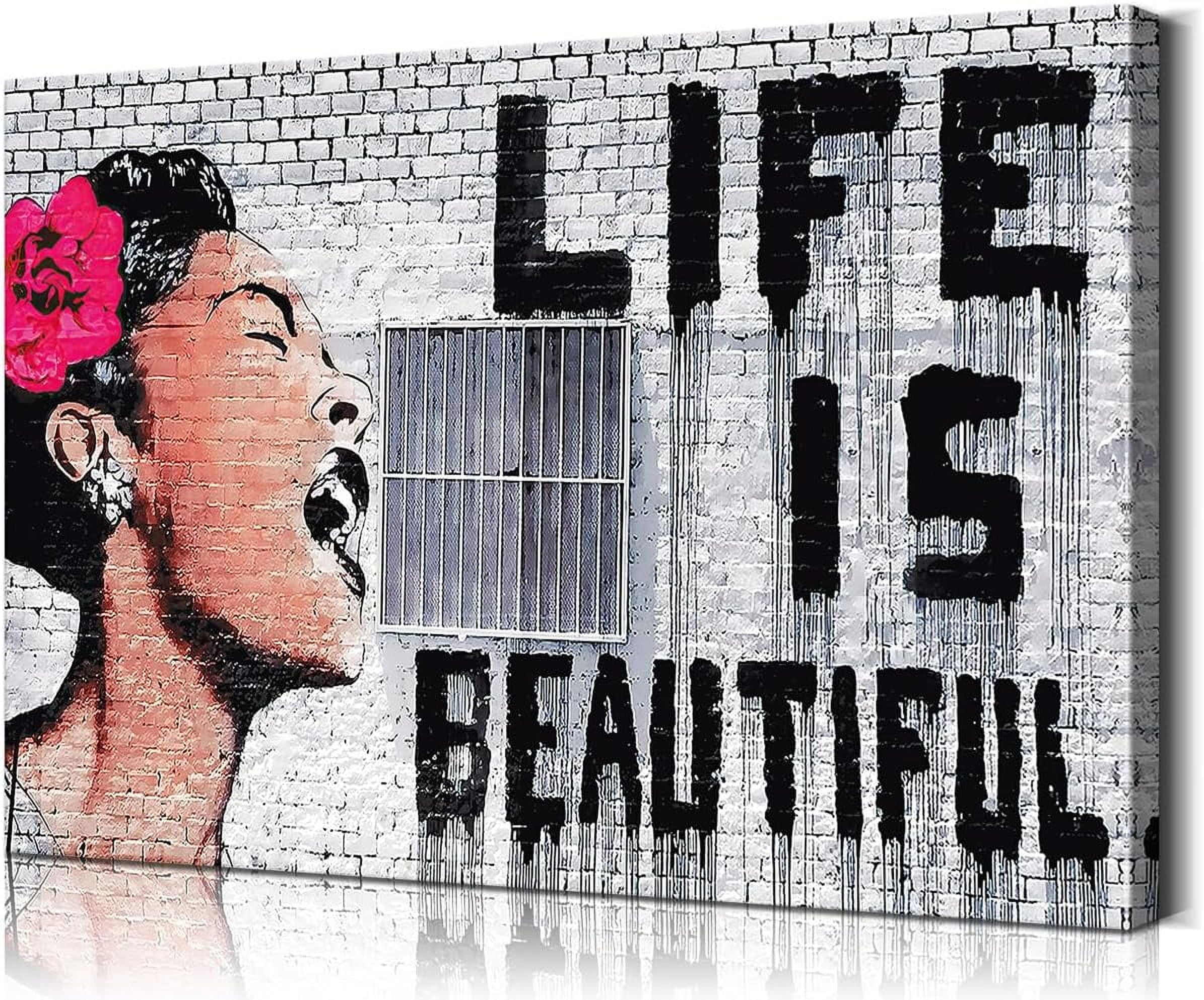 Banksy Wall Art Graffiti Wall Art Life is Beautiful Graffiti Art Colorful Decor Pop Art Wall ...