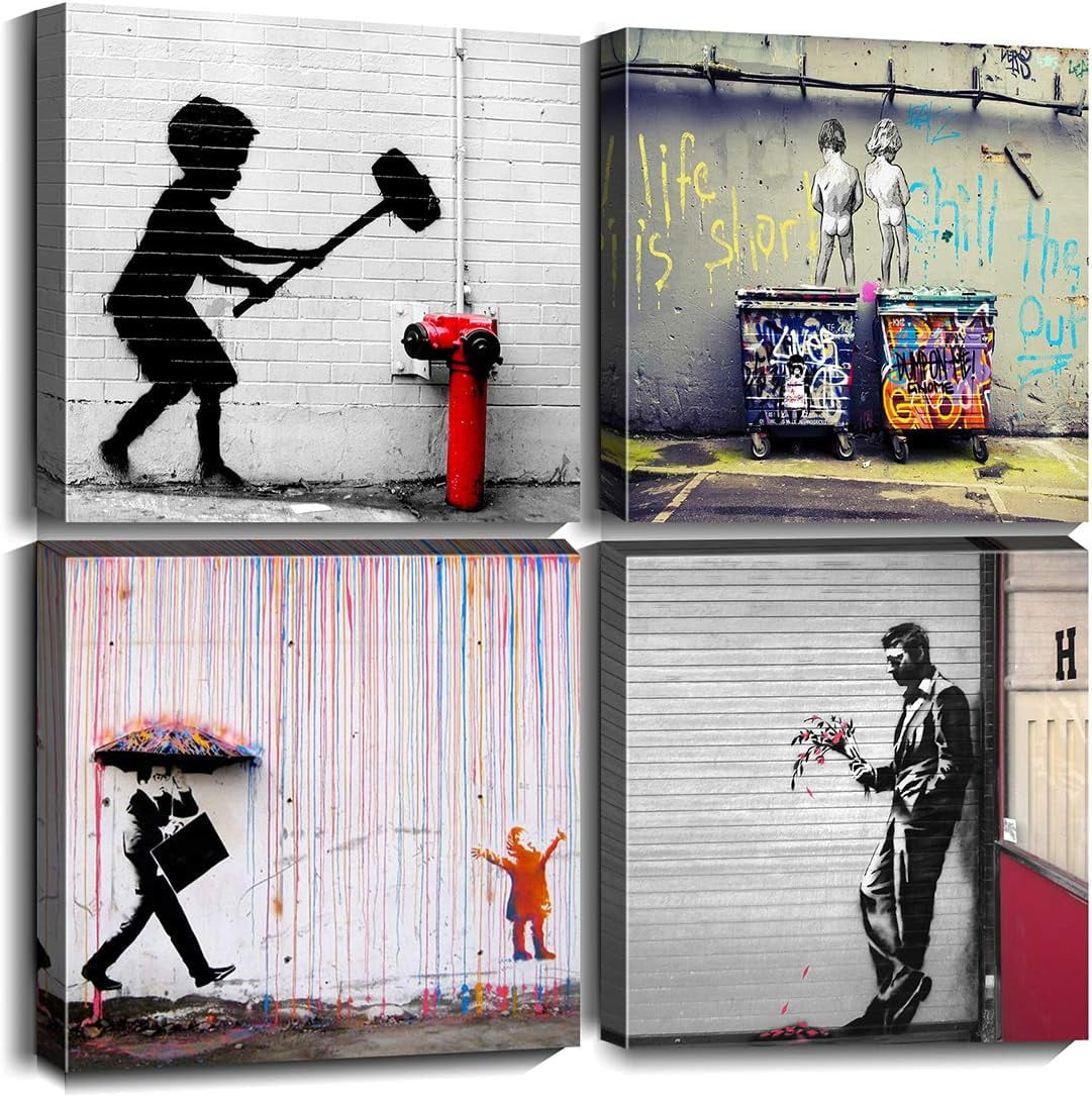 Banksy Wall Art Picture Street Graffiti Canvas Print Painting Modern ...