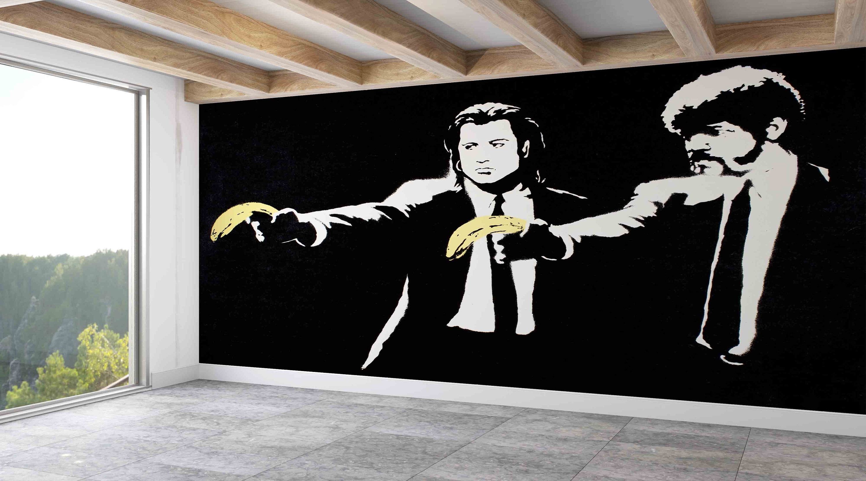 Banksy Wall Painting, 3d Wallpaper, Modern Wallpaper, Paper Wall Art ...