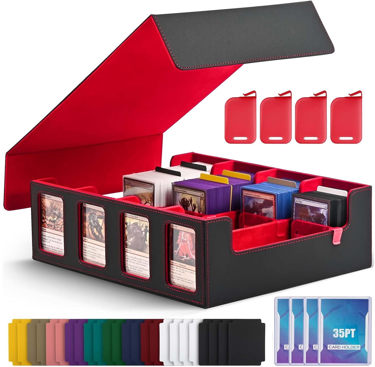 Banloga Trading Card Storage Box with Commander Display，2400+ Deck Box for MTG with Removable ...