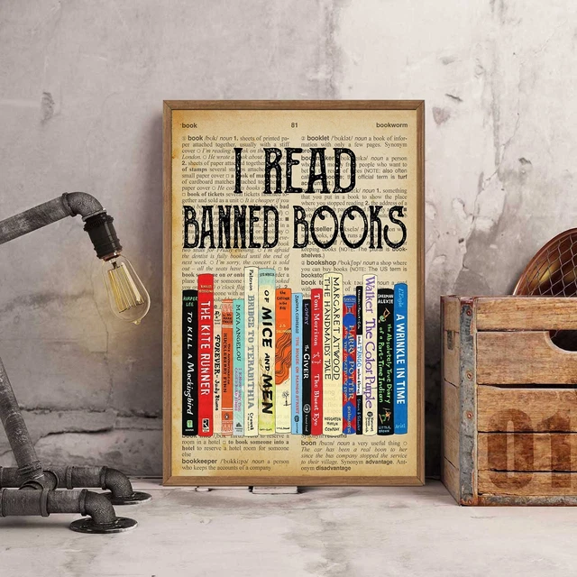 Banned Books Vintage Poster Wall Art, I Read Banner Books Poster Print ...